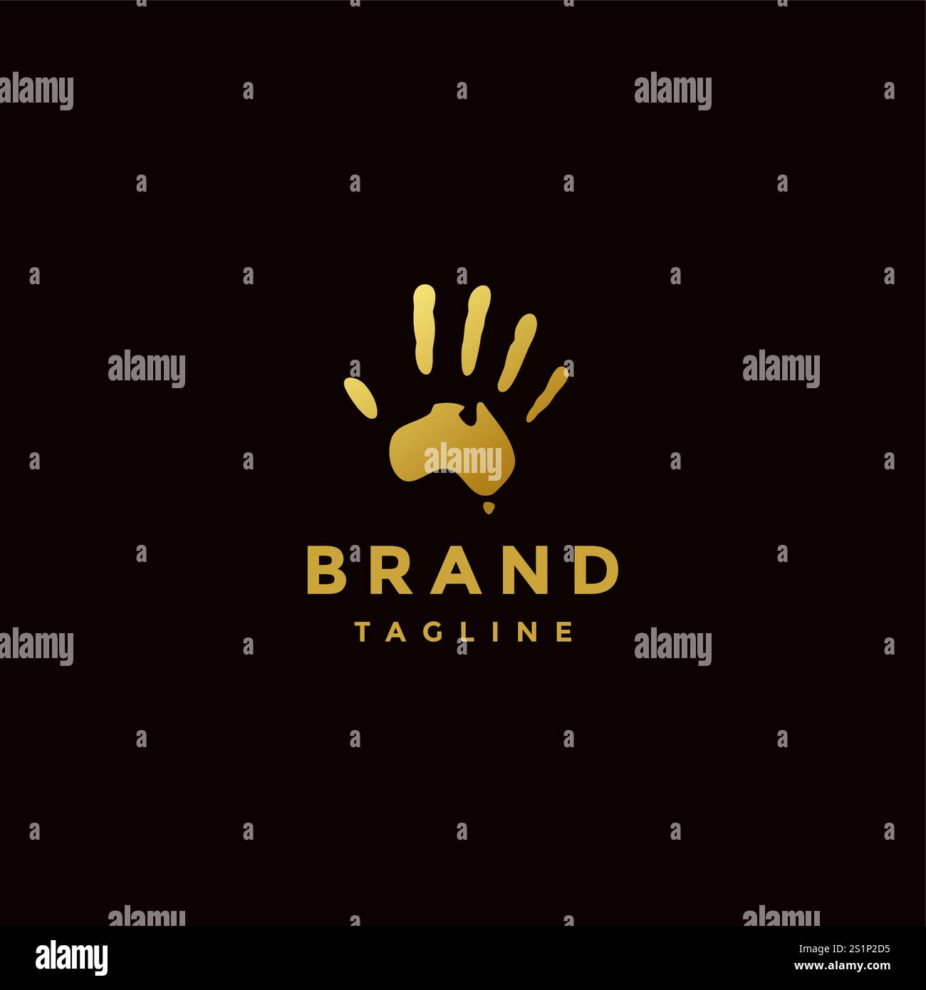 Hand Palm Shaped Australian Continent Logo Design. Australian Continent ...