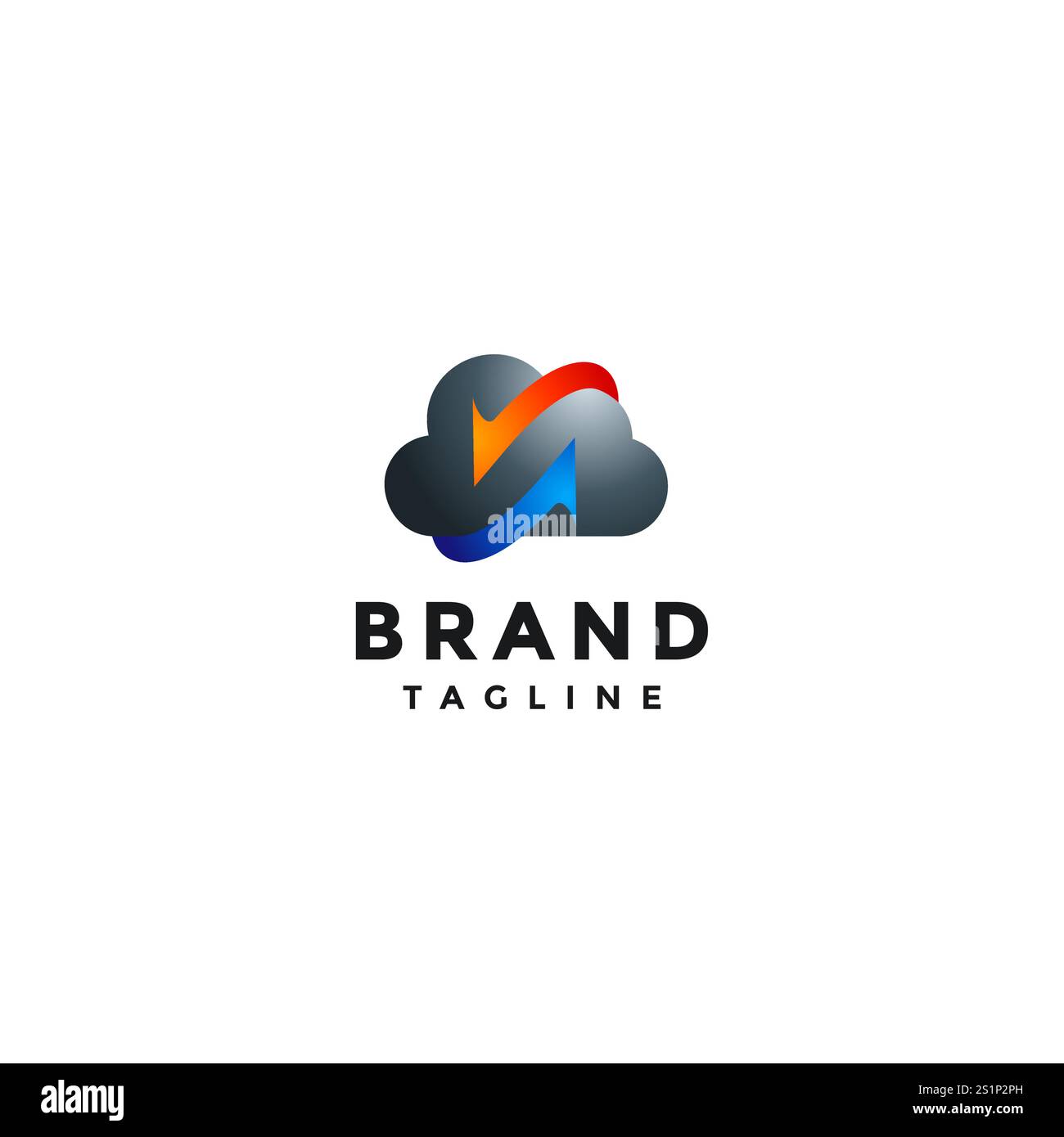 Simple Cloud Icon With Two Arrows Logo Design. Two Arrows Circling a ...