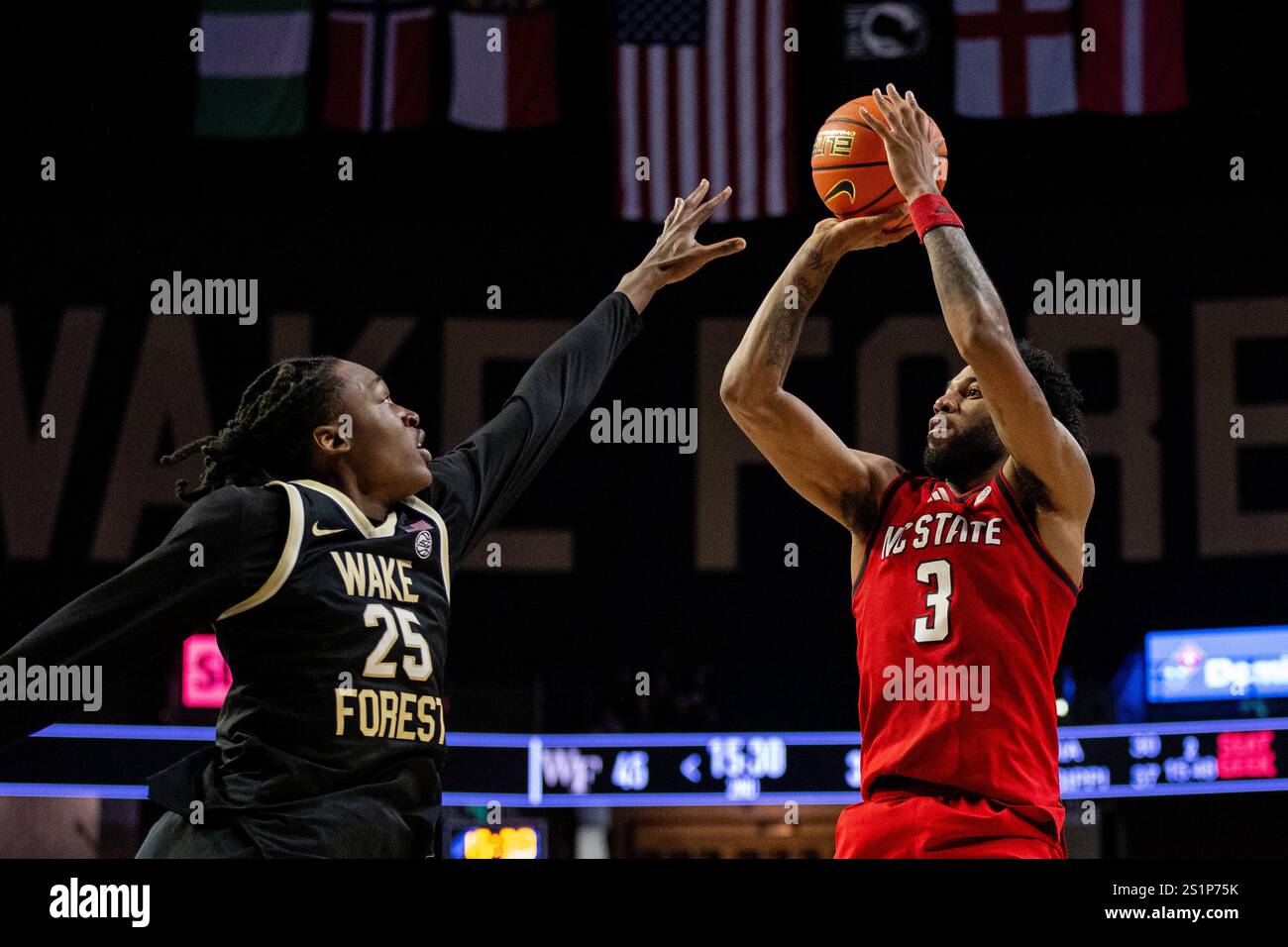 Winston-Salem, NC, USA. 4th Jan, 2025. North Carolina State guard ...