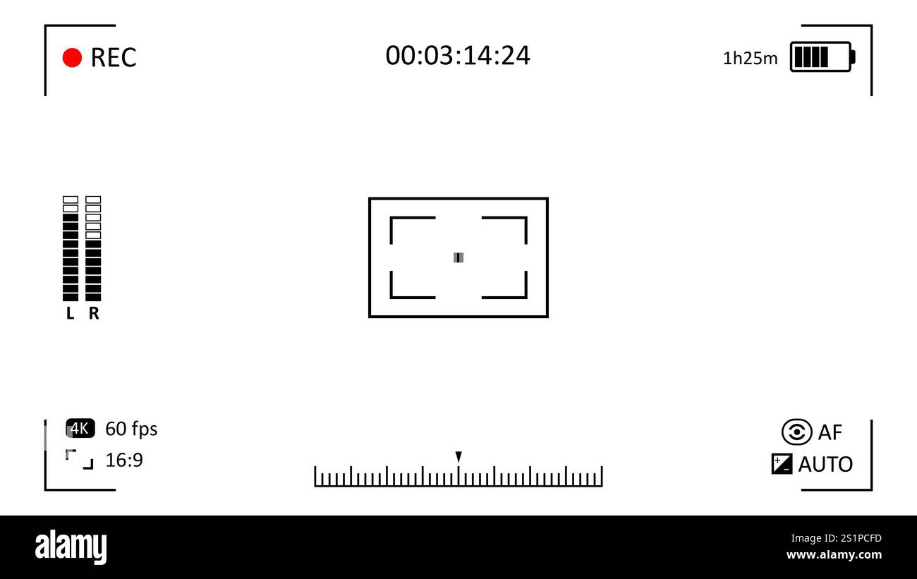 Camera recording screen overlay. Timecode and recording indicator ...