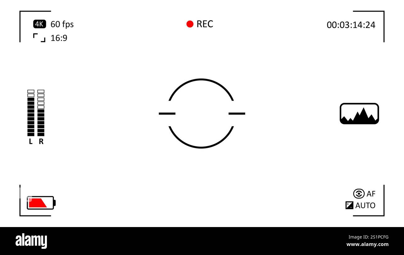 Camera recording screen overlay. Timecode and recording indicator ...