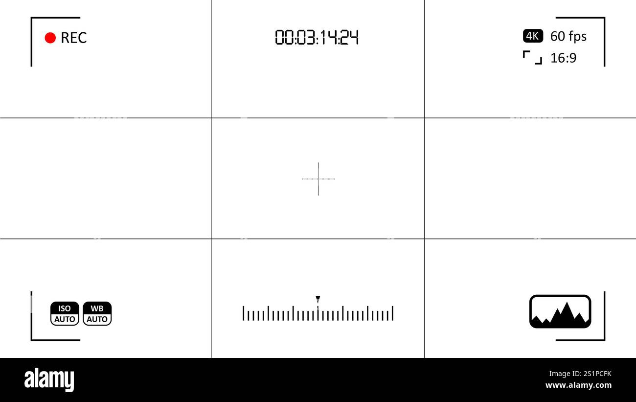Camera recording screen overlay. Timecode and recording indicator ...
