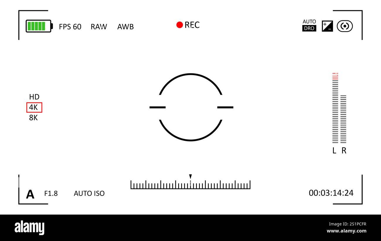 Camera recording screen overlay. Timecode and recording indicator ...