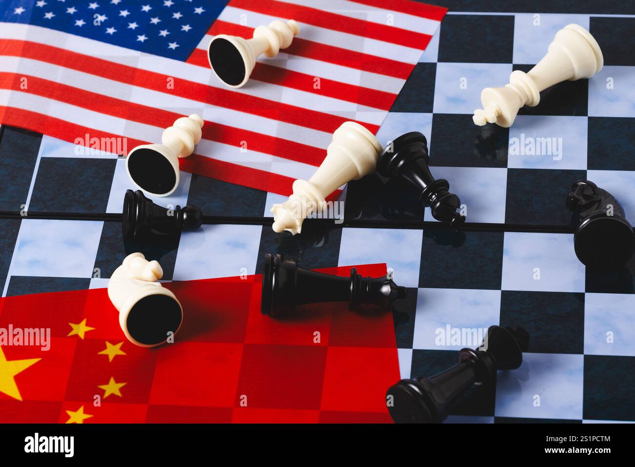 Chess game with flags of China and United States of America Stock Photo ...