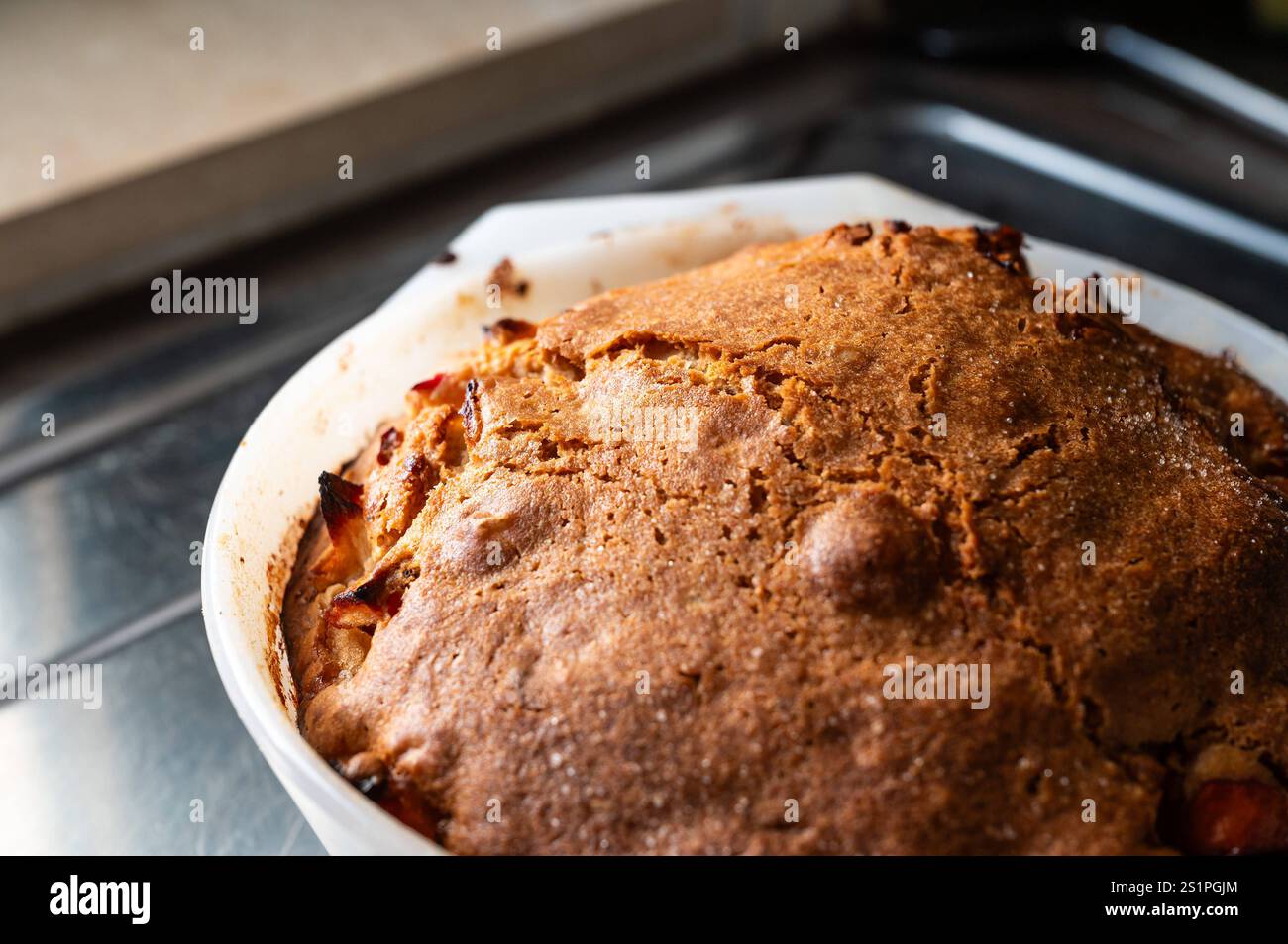 Home made crusty apple pie in Brussels Old Town, Belgium Stock Photo ...