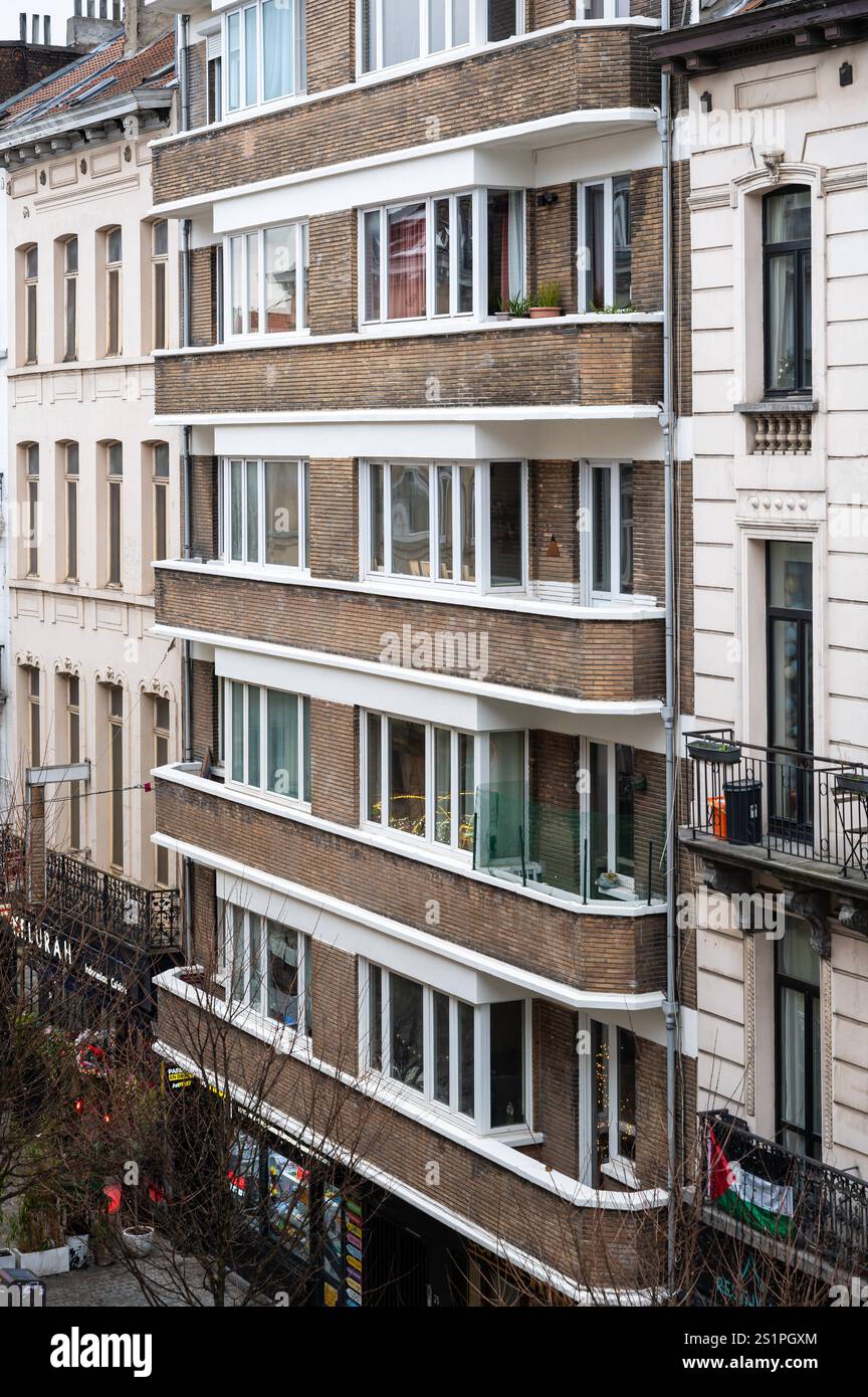 Traditional houses facades in rue Van Praet in Brussels Old Town ...