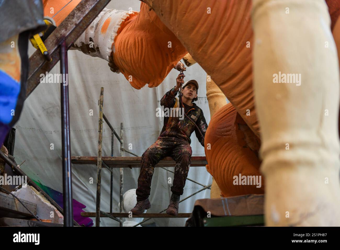 Artisans finish last touches like paint, welding and assembly of the ...