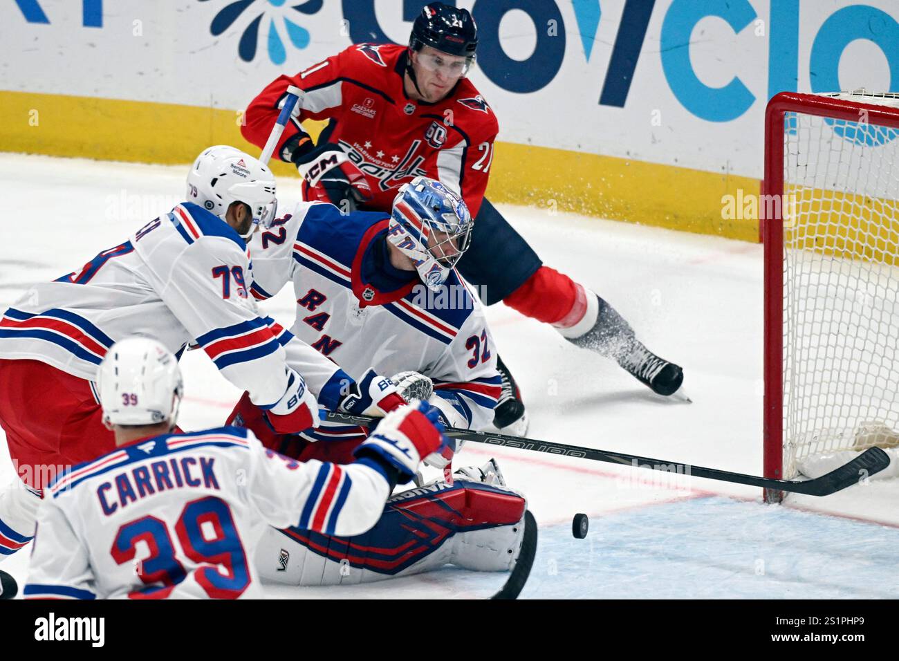 Washington Capitals center Aliaksei Protas (21) moves in behind New ...