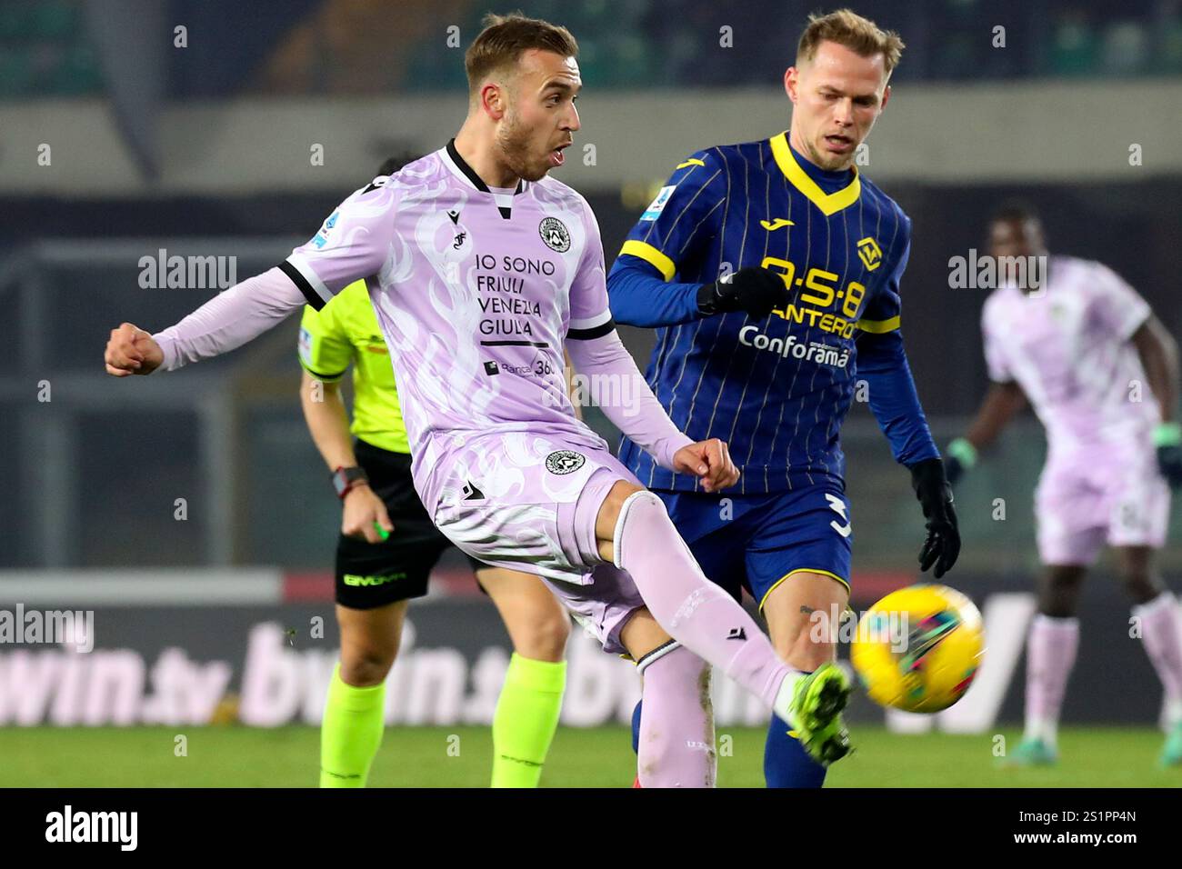 Verona, Italia. 04th Jan, 2025. Udinese's Sandi Lovric Verona's Ondrej ...