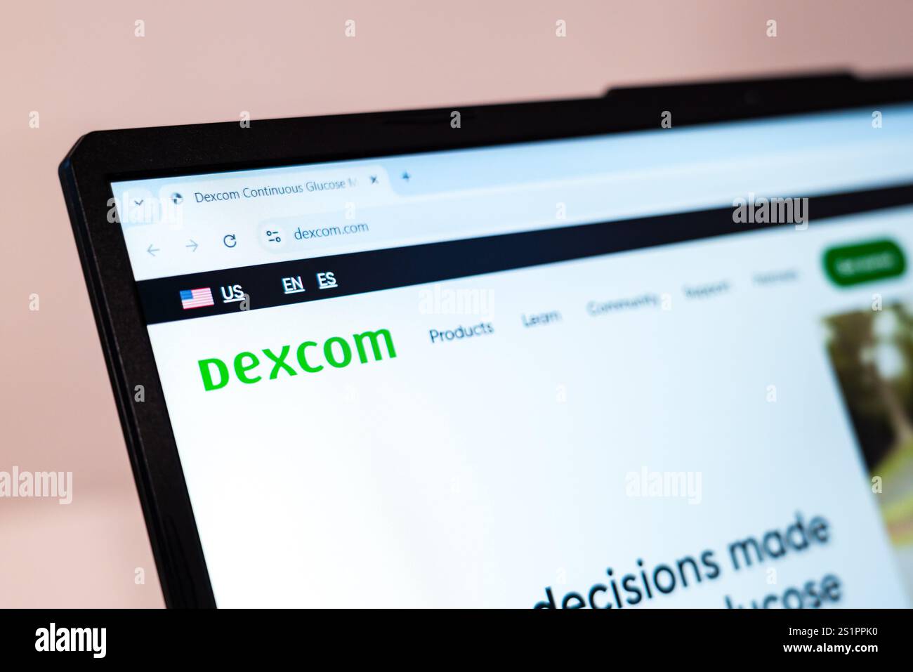 New York, USA - January 01, 2025: Dexcom website displayed on computer ...