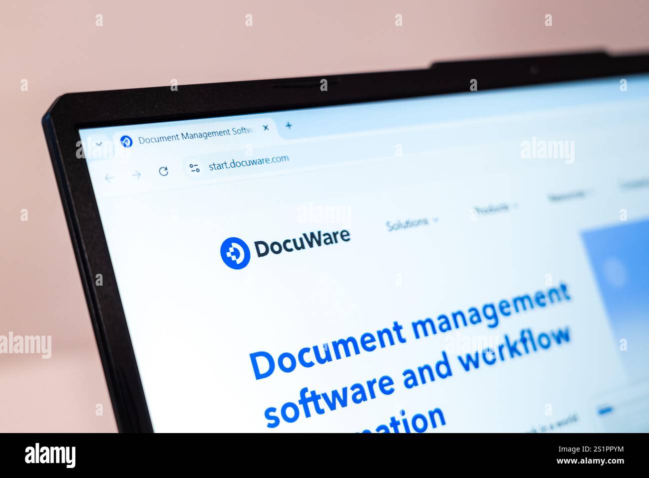 New York, USA - January 01, 2025: DocuWare website displayed on a laptop screen promoting ...
