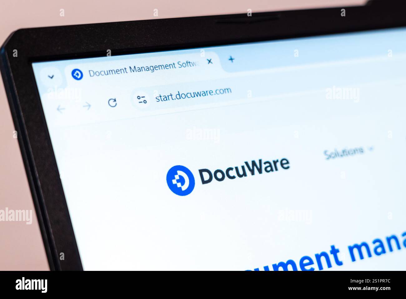 New York, USA - January 01, 2025: DocuWare website displayed on a laptop screen promoting ...