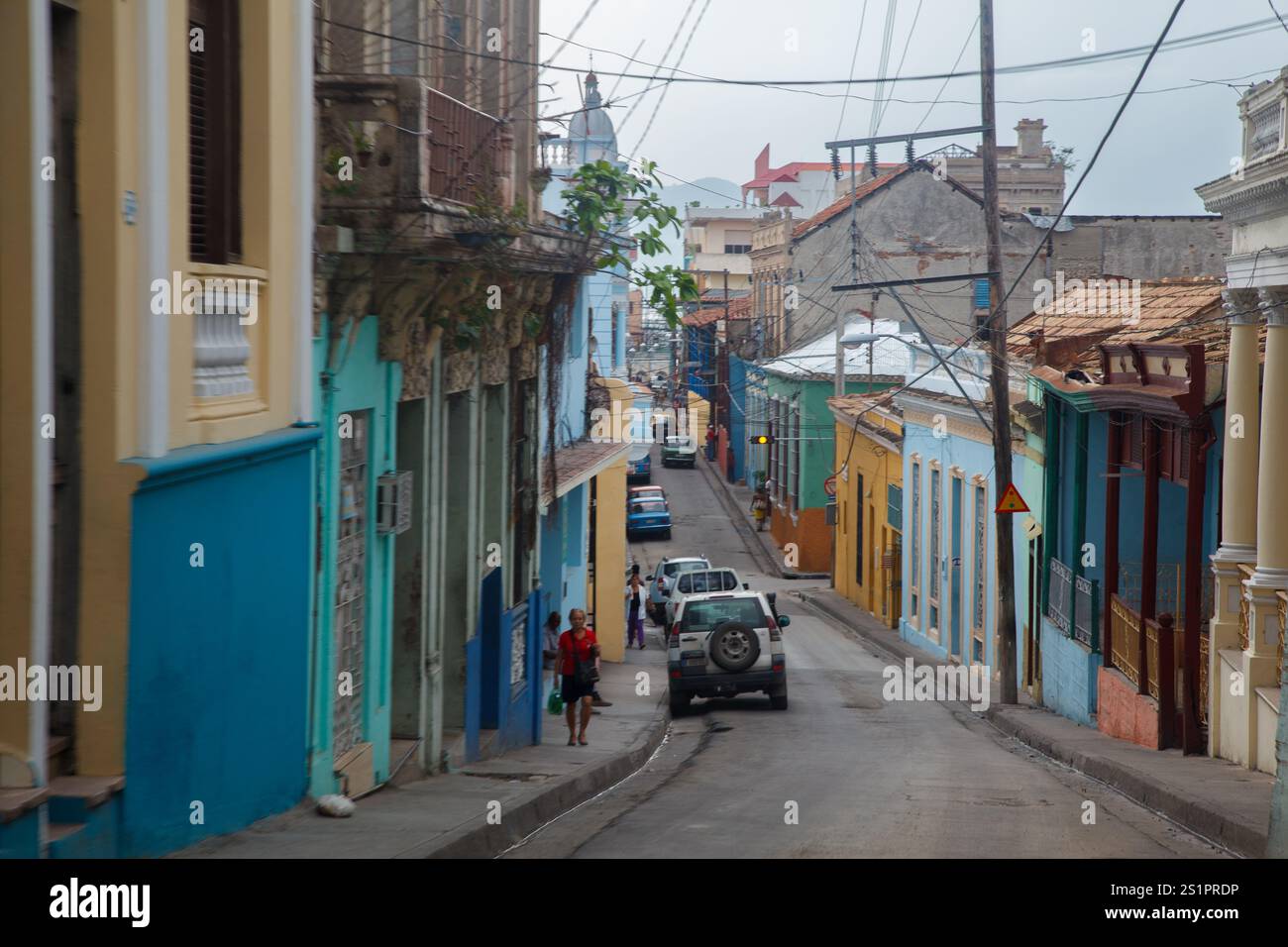 A Typical traditional street with colonial buildings in downtown ...