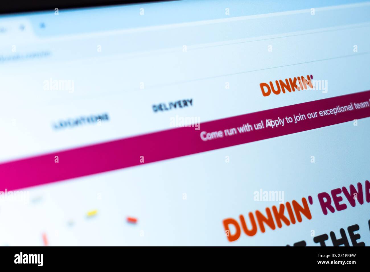 New York, USA - January 01, 2025: Dunkin website homepage displayed on ...