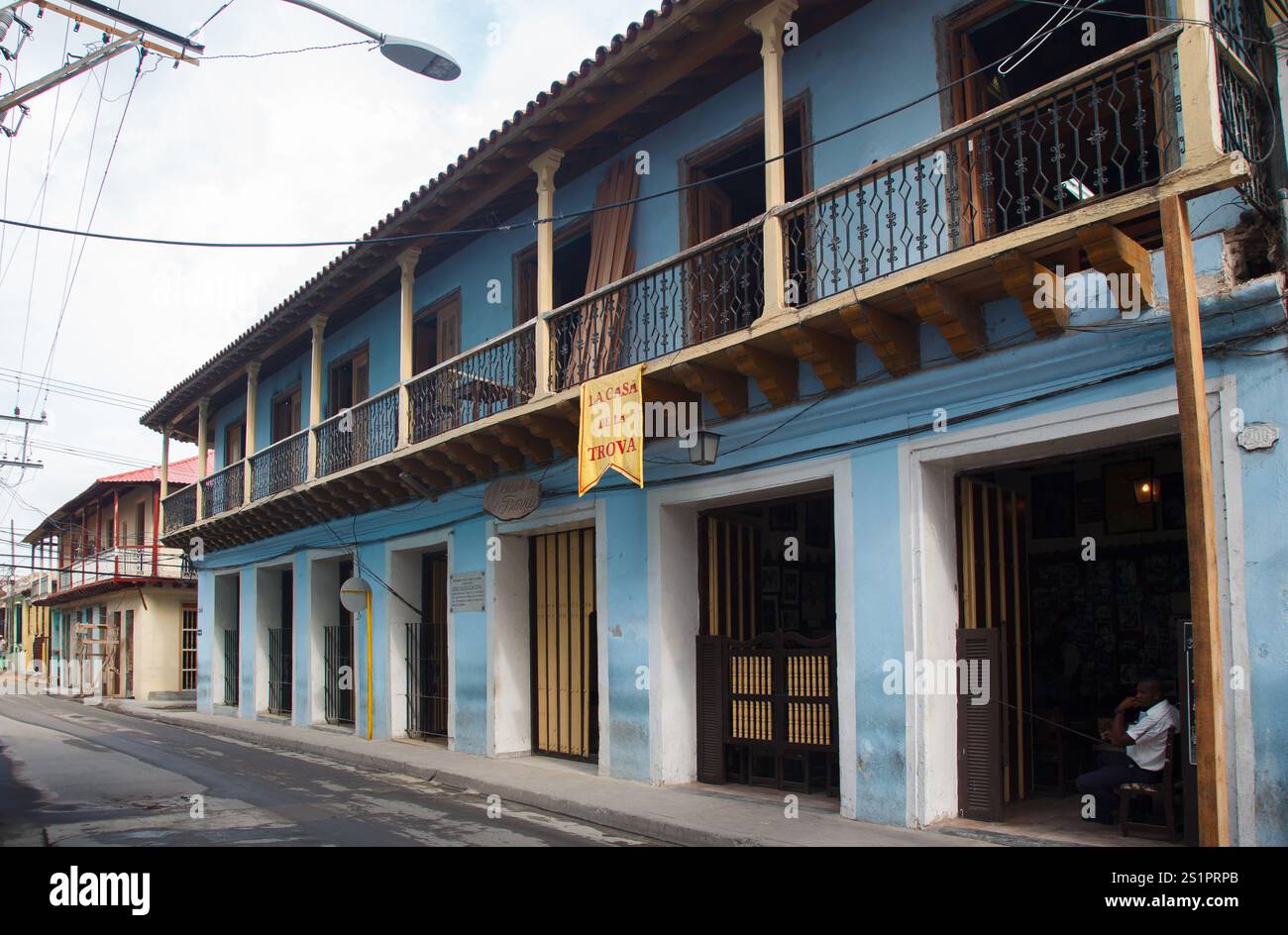 A typical traditional street with colonial buildings in downtown ...