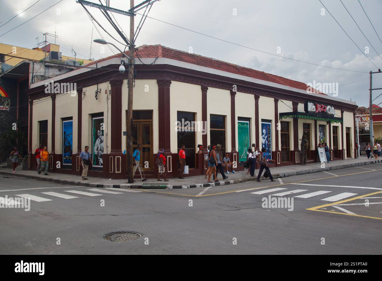 The Iris Jazz club on a typical traditional colonial building, downtown ...