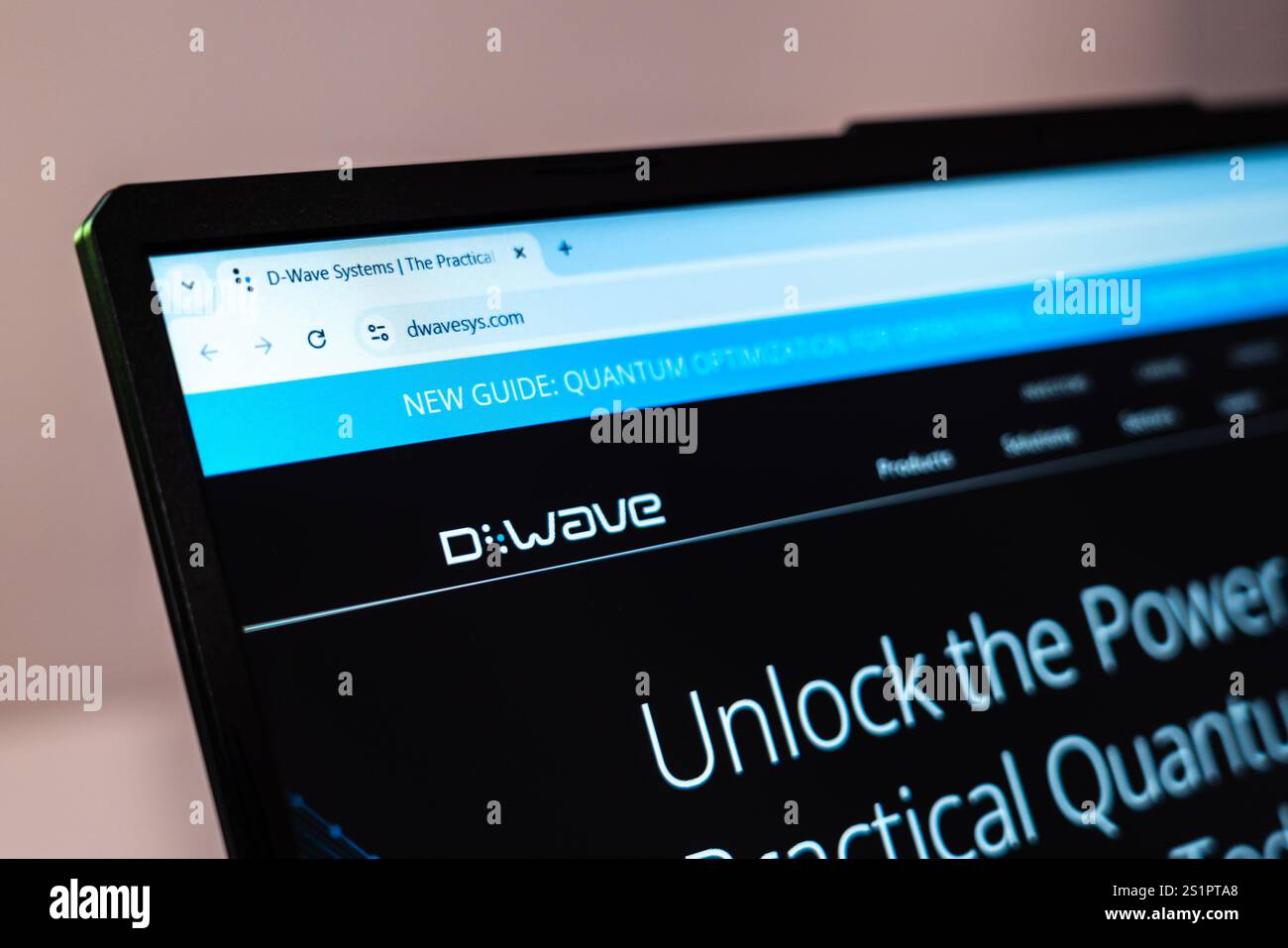 New York, USA - January 01, 2025: D-Wave quantum computing technology homepage displayed on a ...