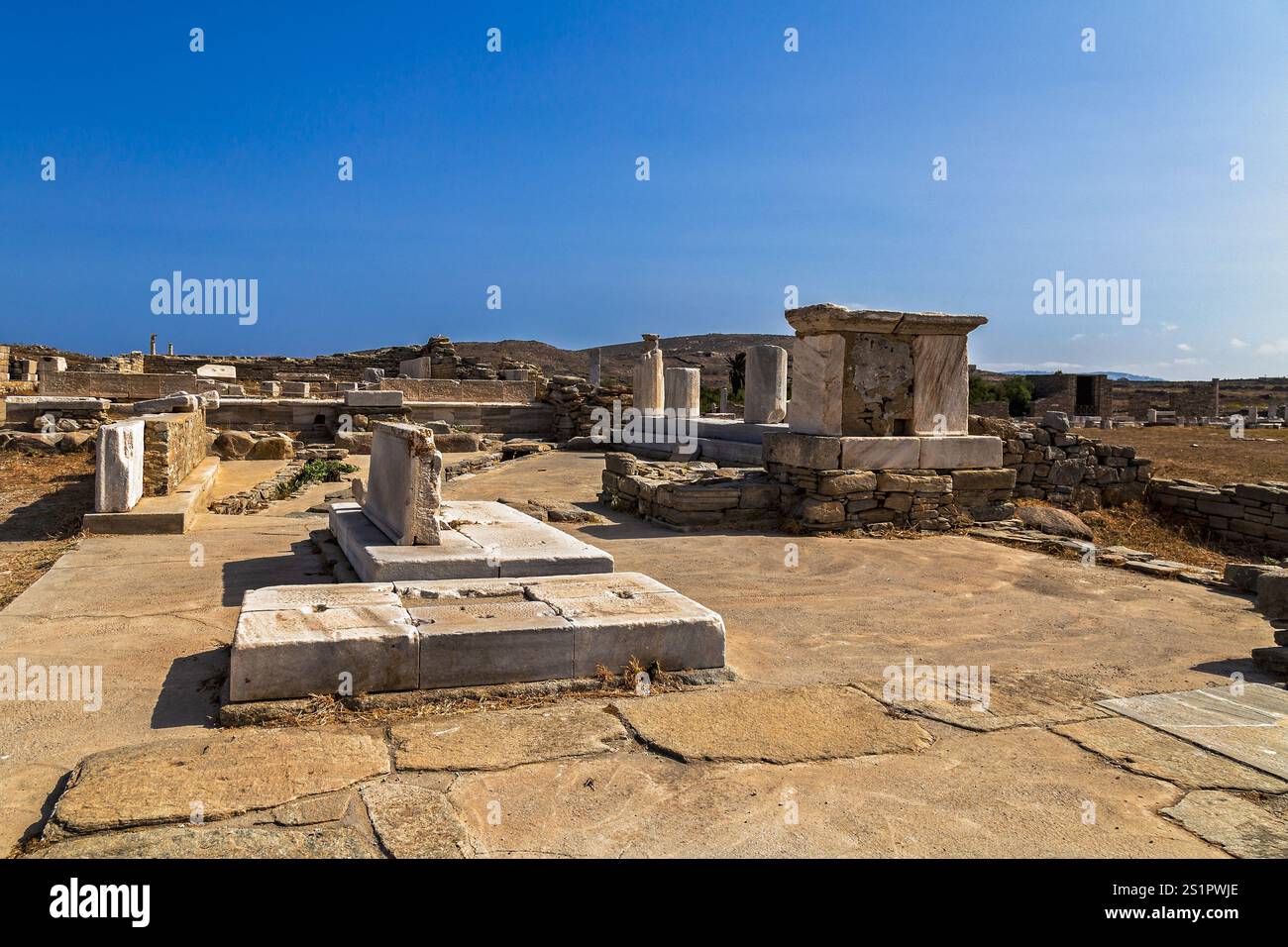Ancient Greek Agora With Ruins and Historical Columns Under Clear Sky ...