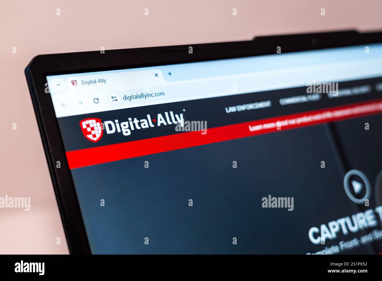 New York, USA - January 01, 2025: Digital Ally official website on a laptop screen displaying ...
