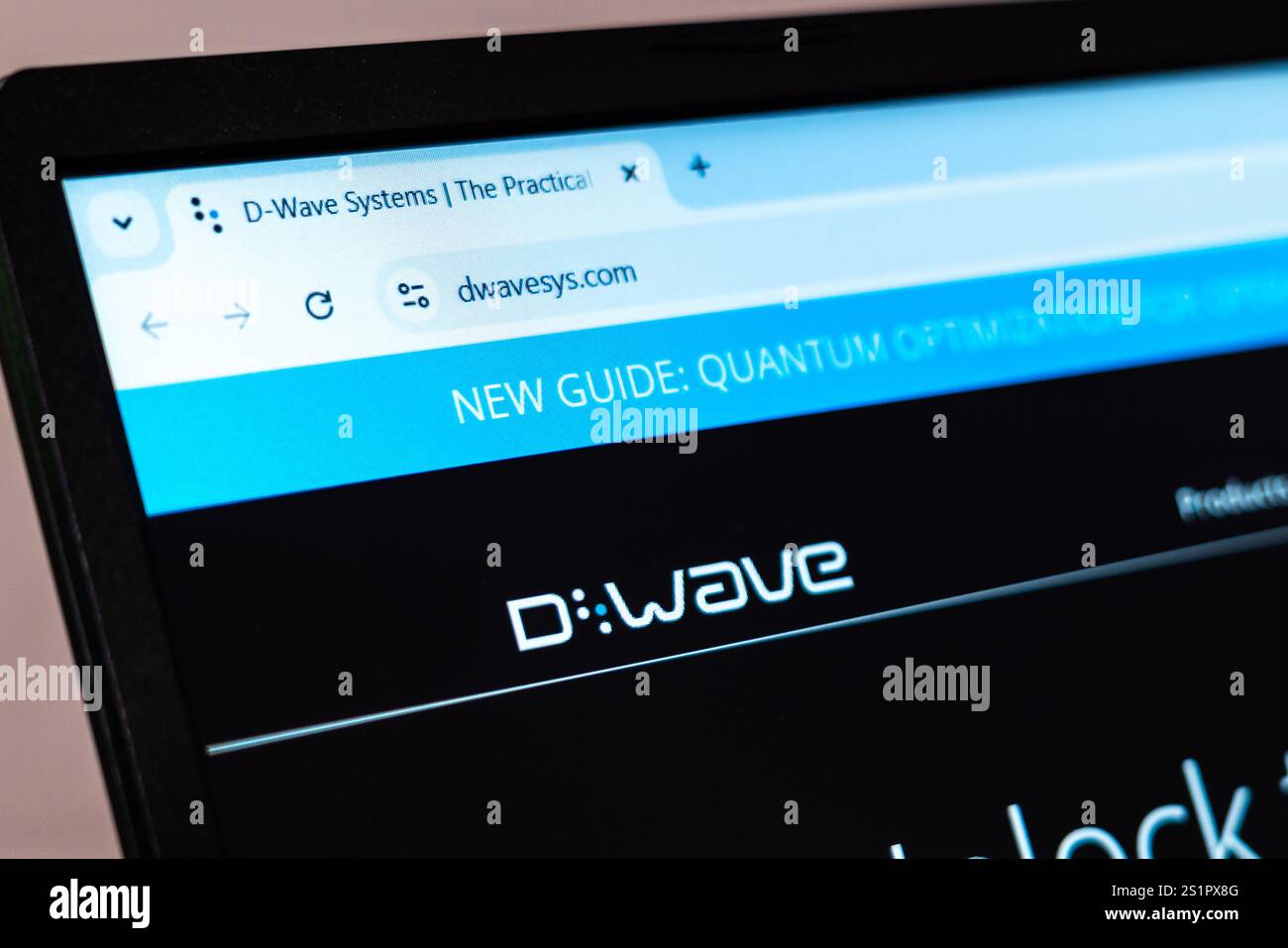 New York, USA - January 01, 2025: D-Wave quantum computing technology homepage displayed on a ...