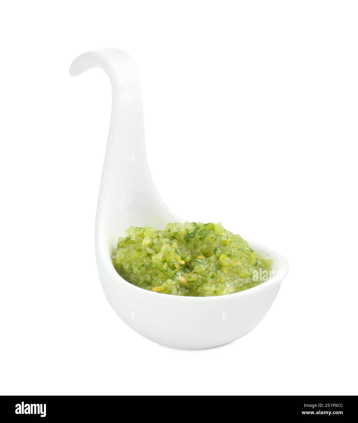 Delicious homemade green salsa isolated on white Stock Photo - Alamy