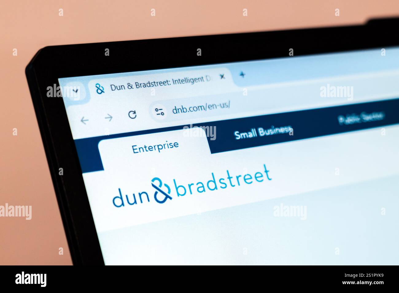 New York, USA - January 01, 2025: Dun and Bradstreet website displayed on computer screen ...