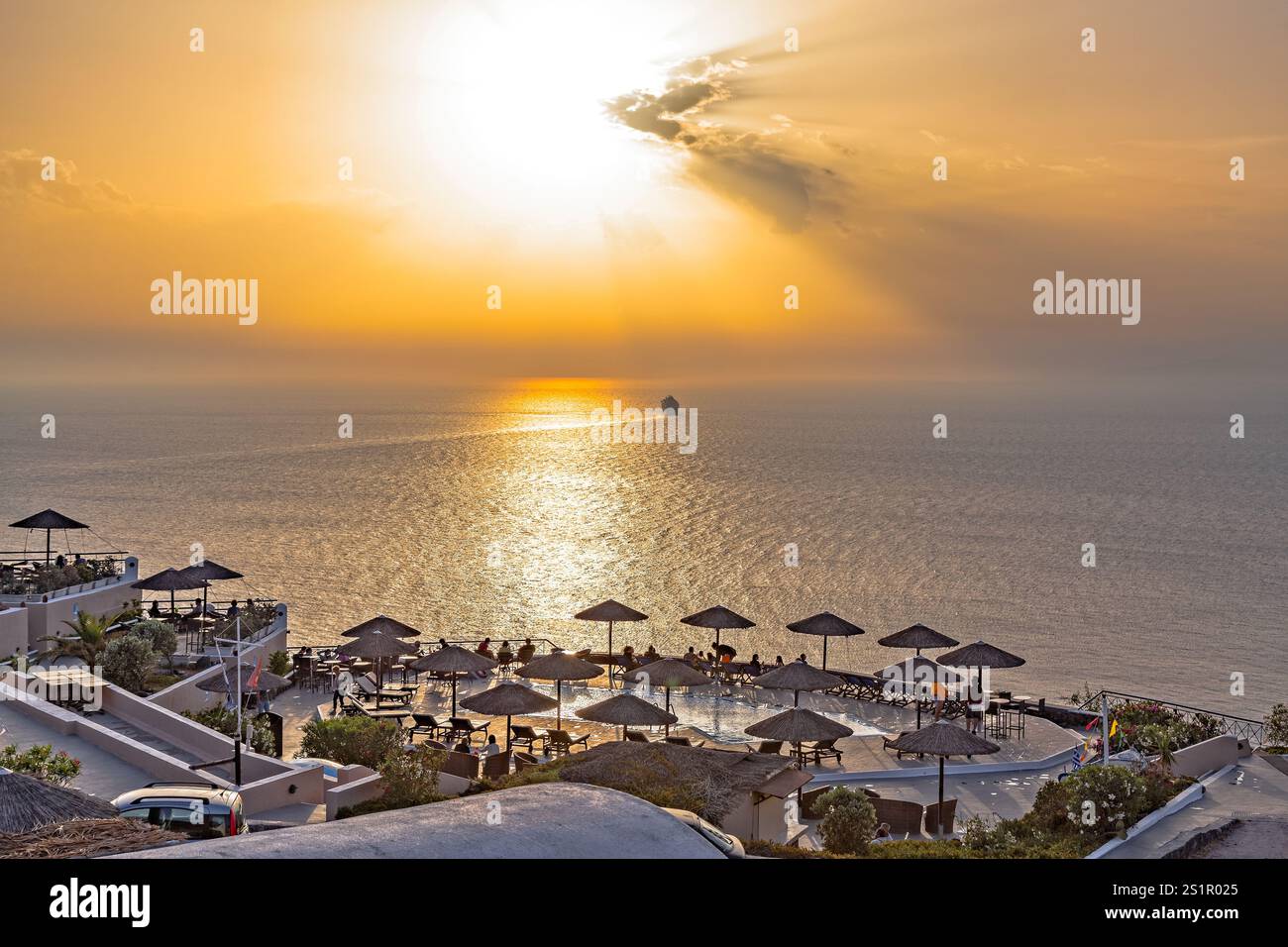 Beautiful Mediterranean Sunset From Scenic Greek Island Resort ...