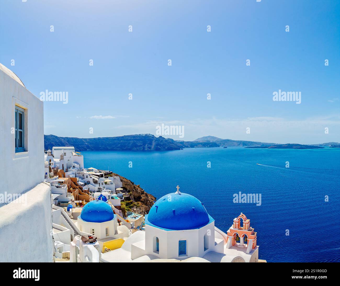 Scenic Greek Island Landscape with Whitewashed Buildings and Bright ...