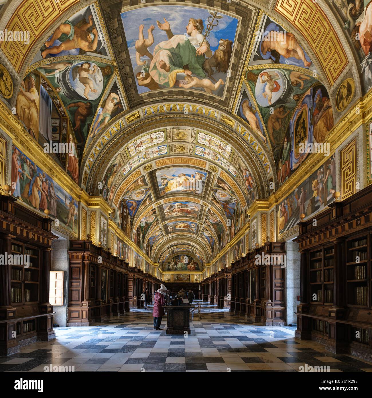 Interior view of the Monastery of El Escorial in San Lorenzo de El ...