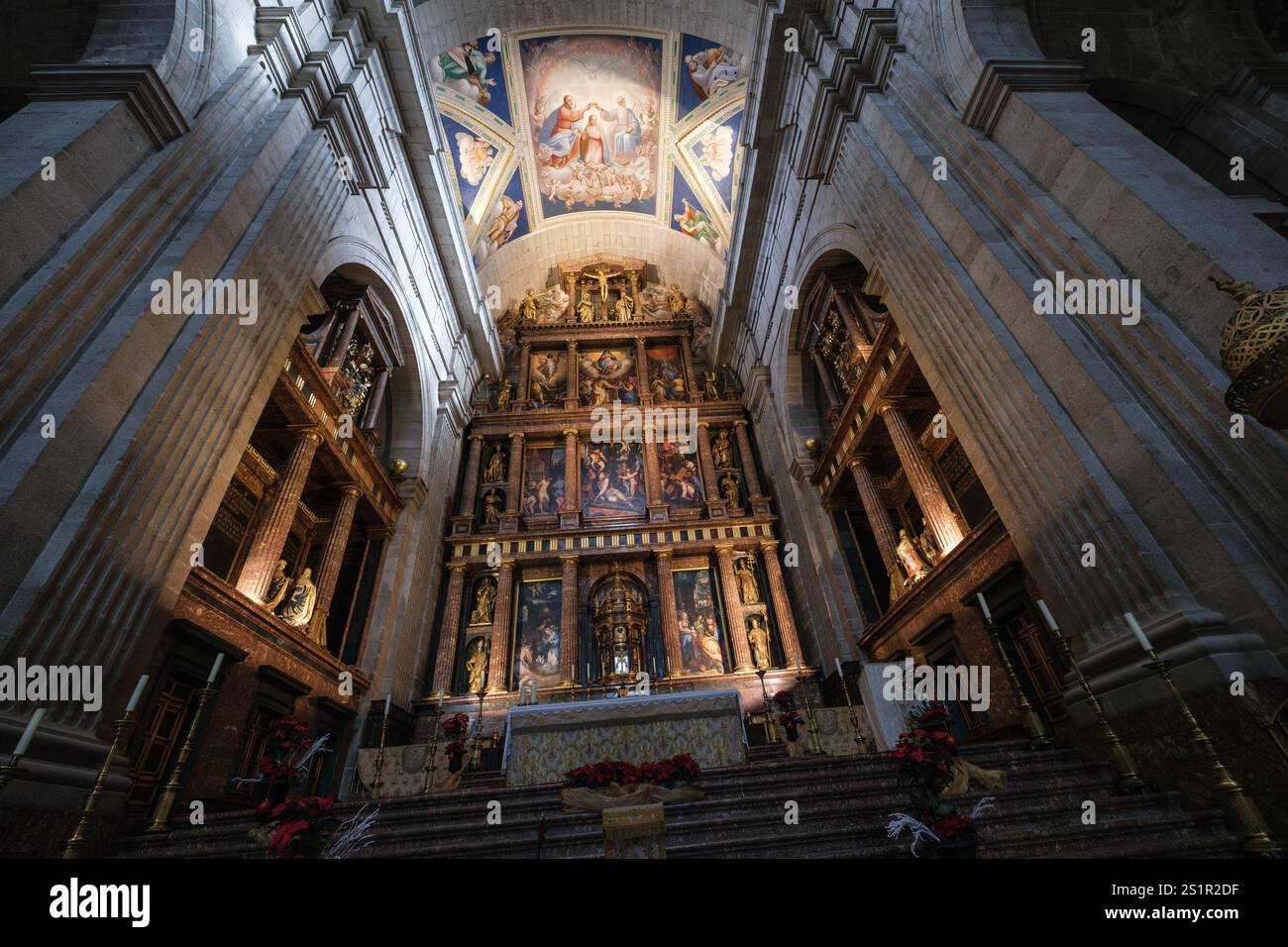 Interior view of the Monastery of El Escorial in San Lorenzo de El ...