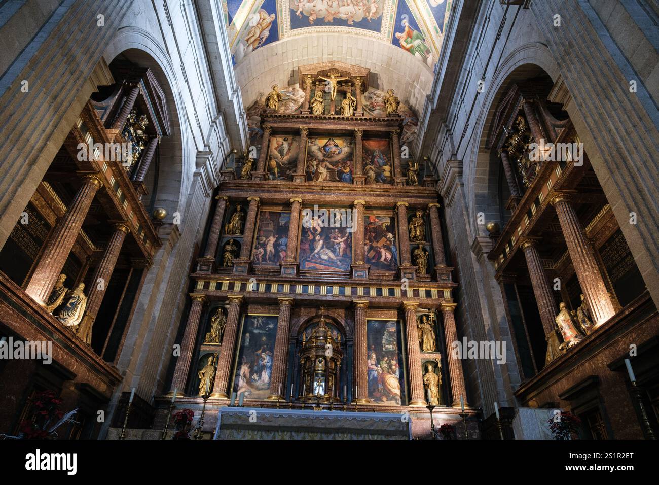 Interior view of the Monastery of El Escorial in San Lorenzo de El ...