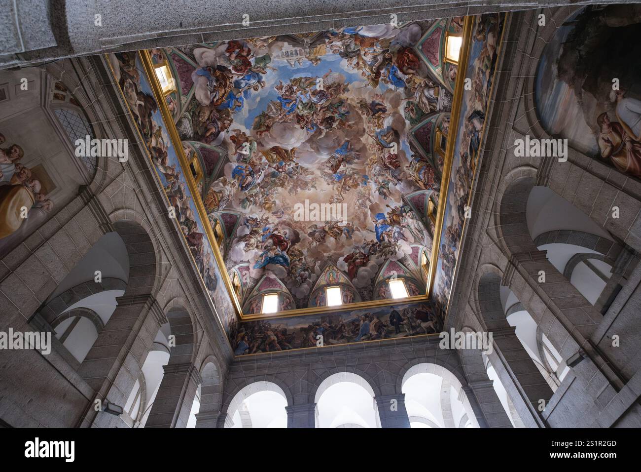 Interior view of the Monastery of El Escorial in San Lorenzo de El ...