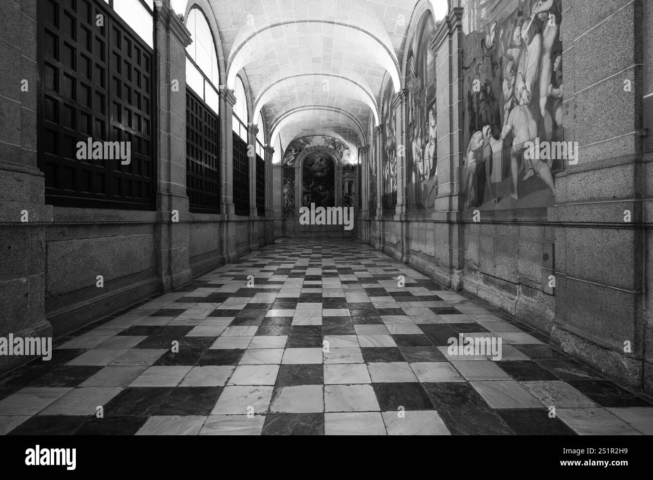 Interior view of the Monastery of El Escorial in San Lorenzo de El ...