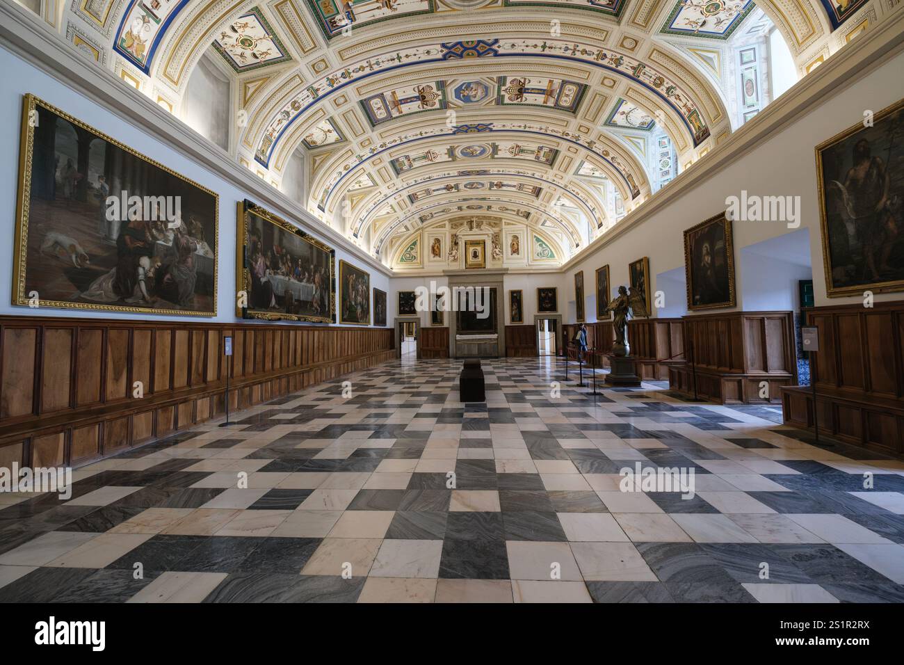 Interior view of the Monastery of El Escorial in San Lorenzo de El ...