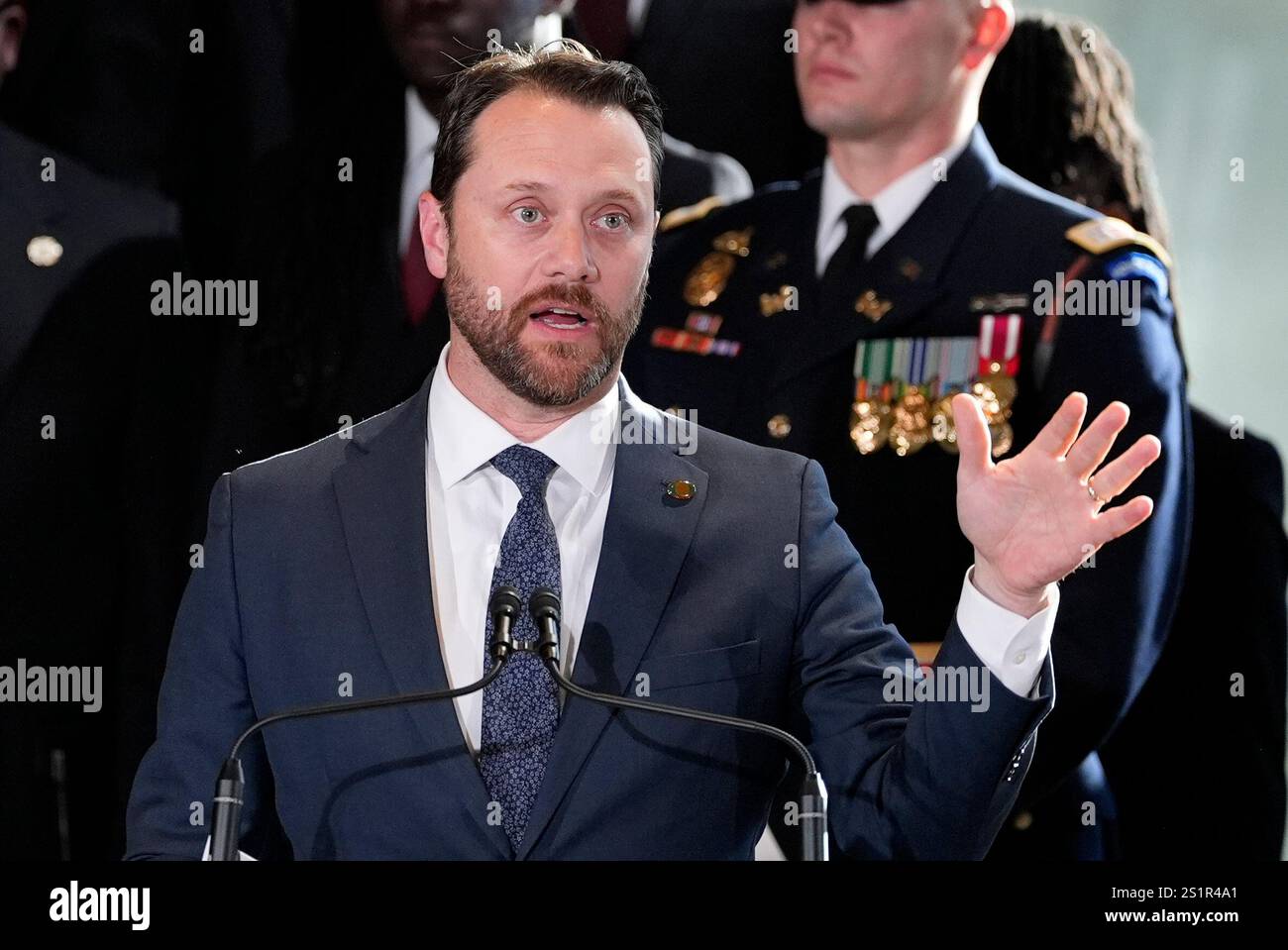 Jason Carter, grandson of former President Jimmy Carter, speaks during ...