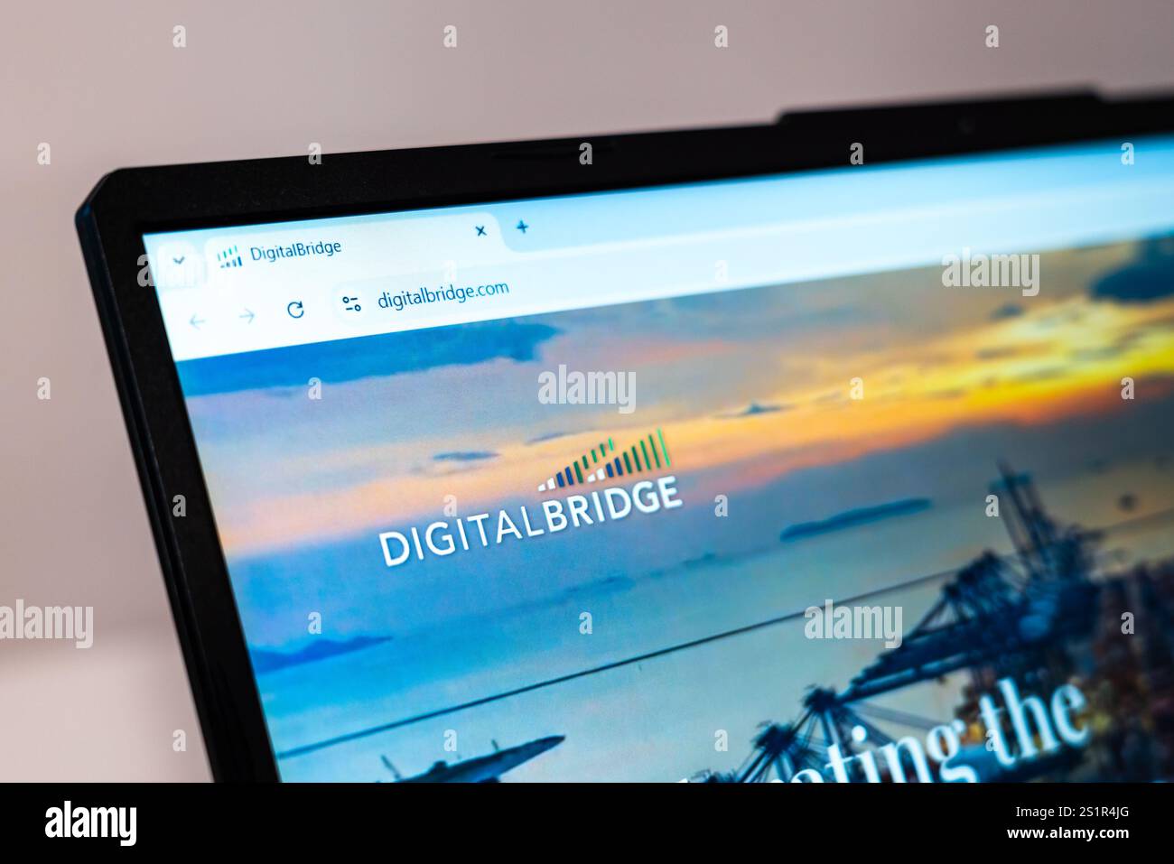 New York, USA - January 01, 2025: DigitalBridge official website displayed on a laptop screen ...