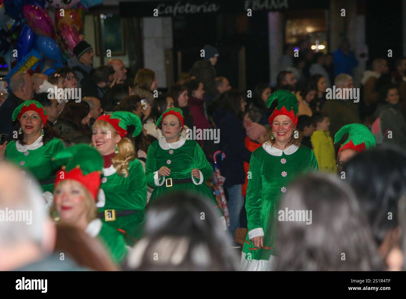 El Berrón, Spain, 04th January, 2025: Several girls dressed as elves ...