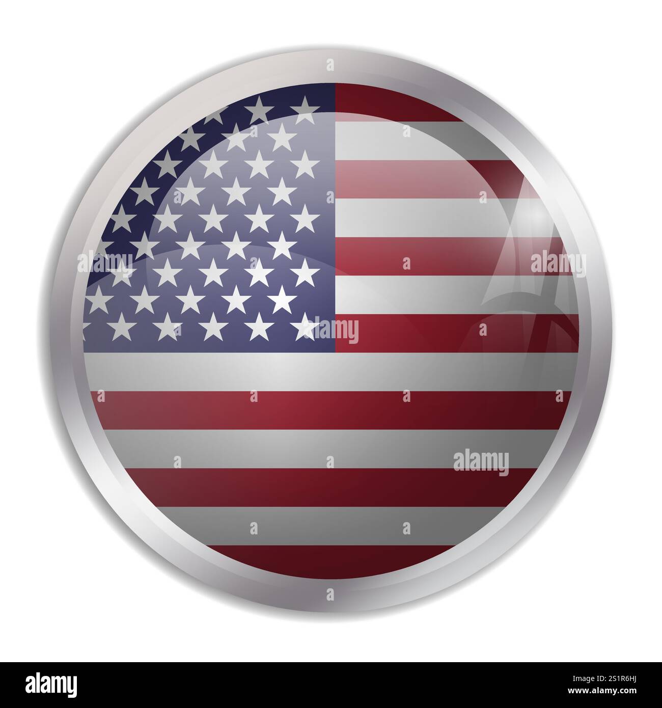 United States of America flag - glossy circle button displays a ...