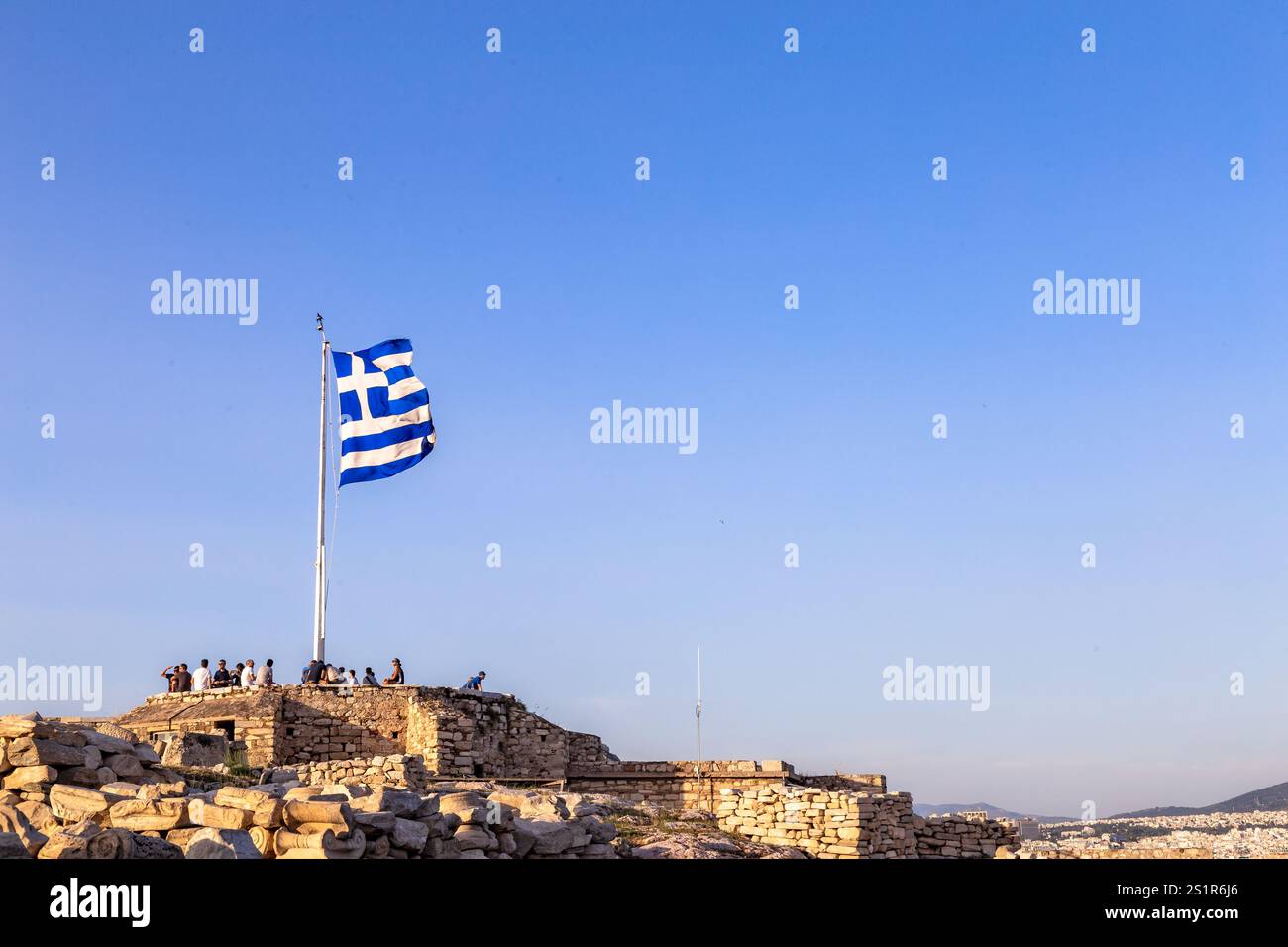 Ruins greek flag flying hi-res stock photography and images - Alamy