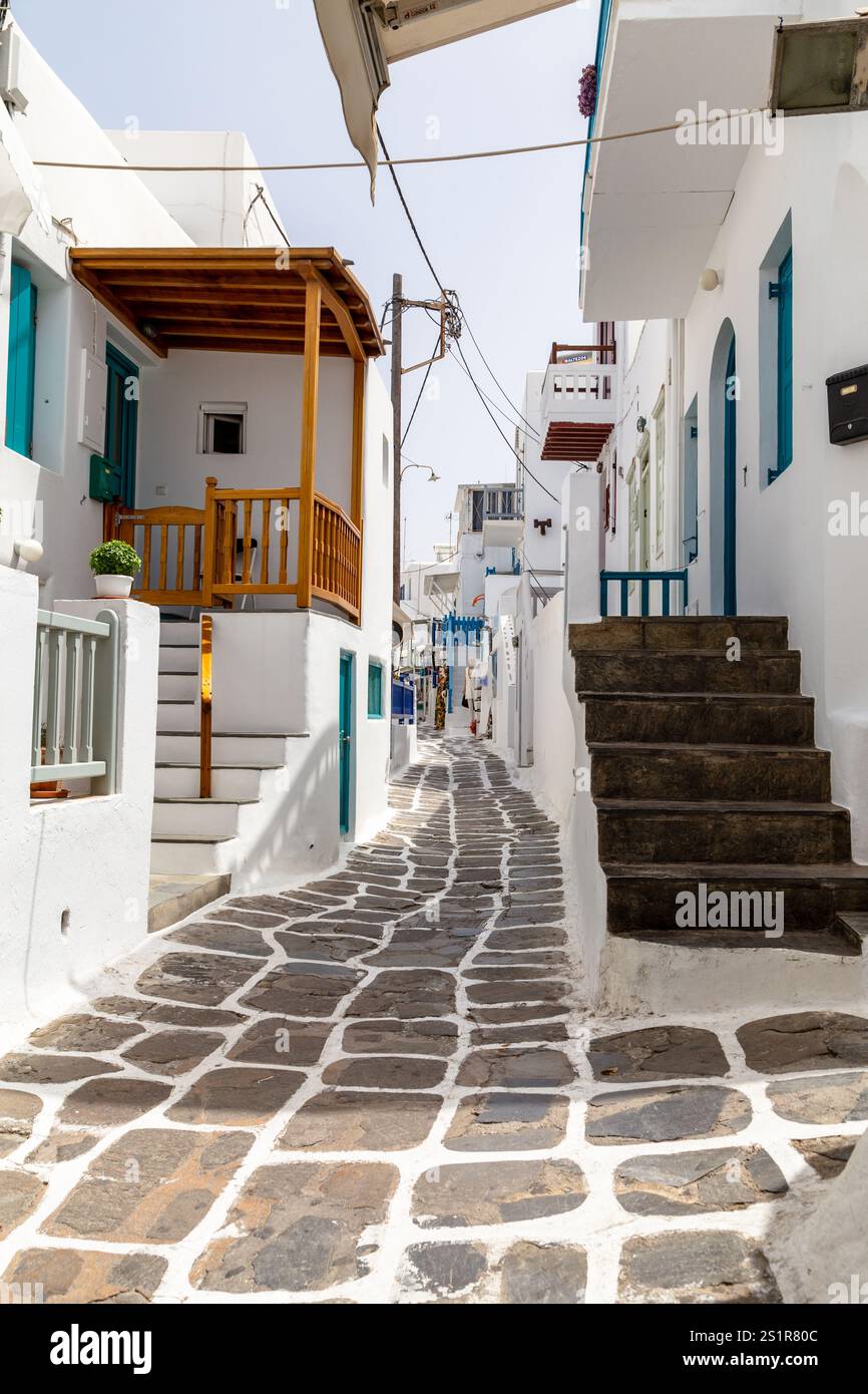 Picturesque White-Washed Alley With Stone Path in Greek Island ...