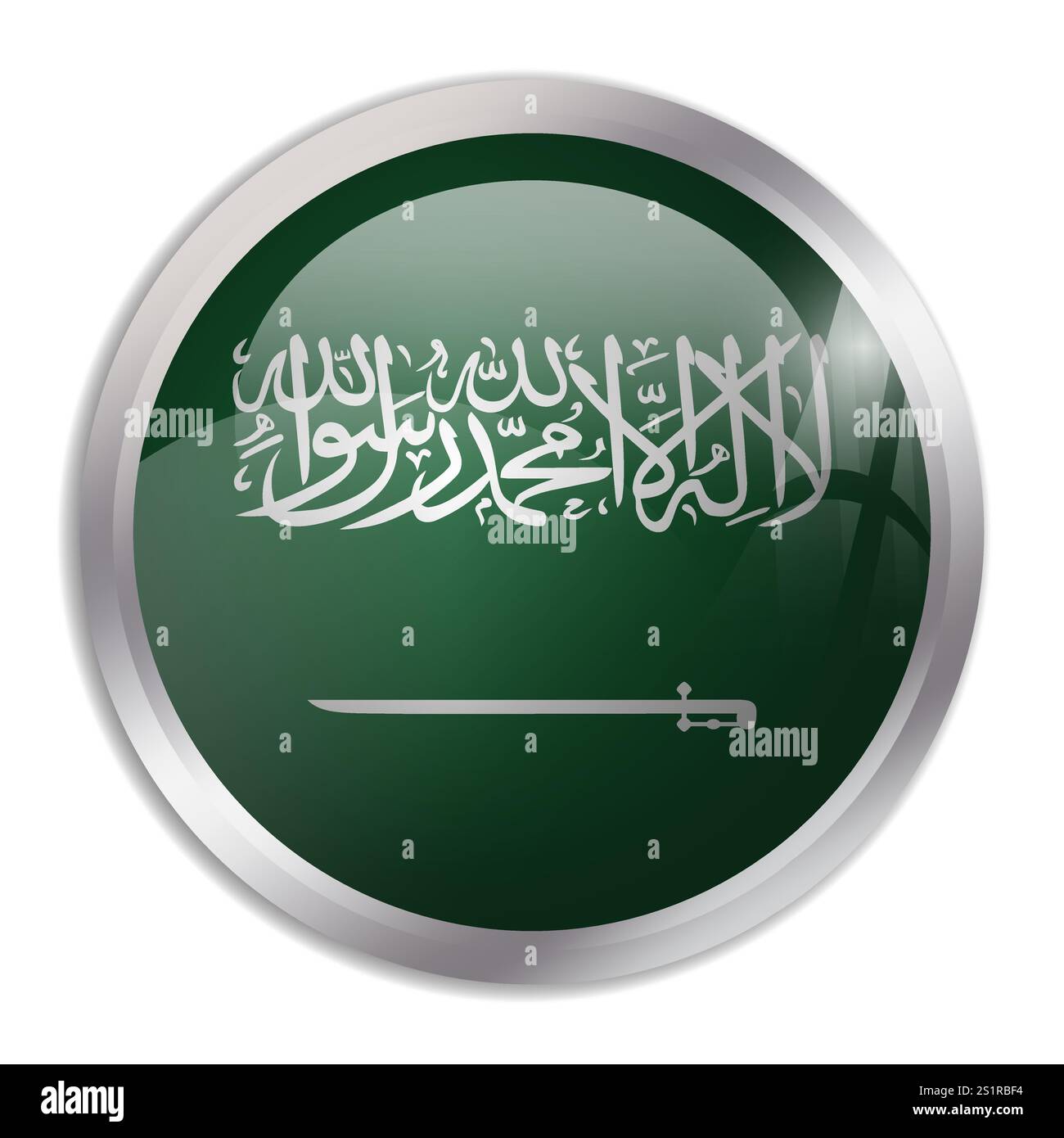 Saudi Arabia flag - glossy circle button displays a colorful flag ...