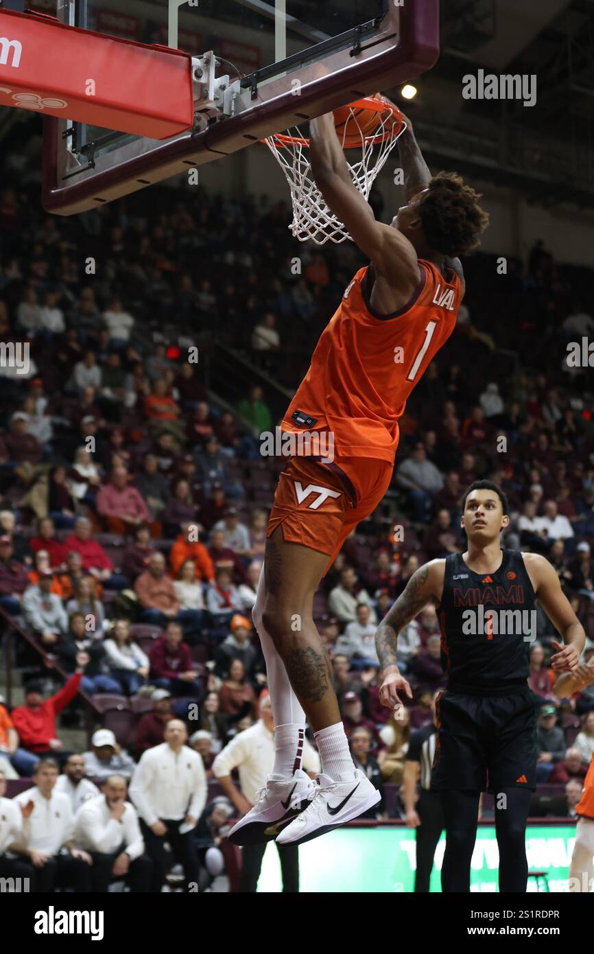 Blacksburg, VA, USA. 4th Jan, 2025. Virginia Tech Hokies forward Tobi ...