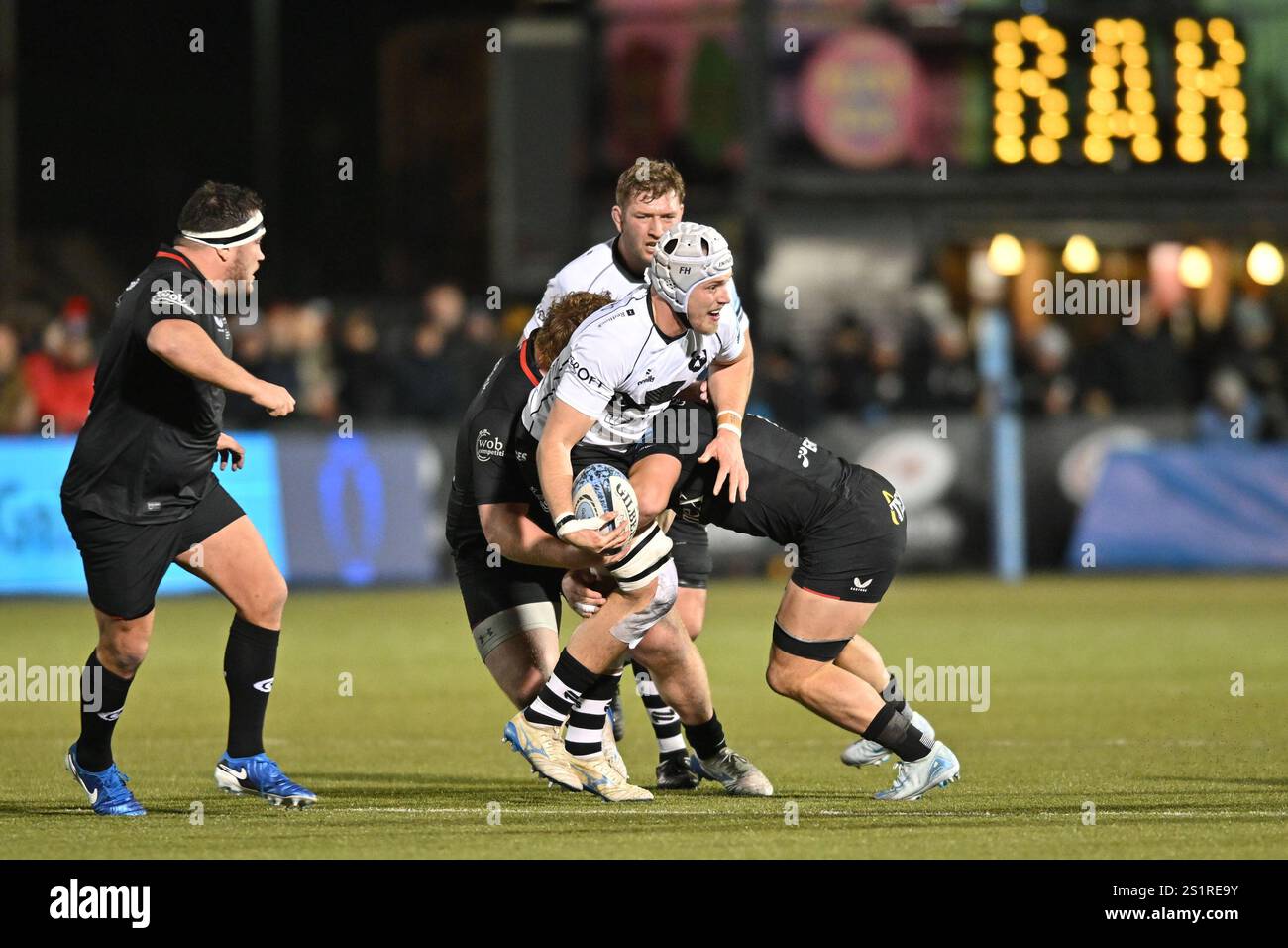 Fitz Harding of Bristol Bears is tackled during the Gallagher ...