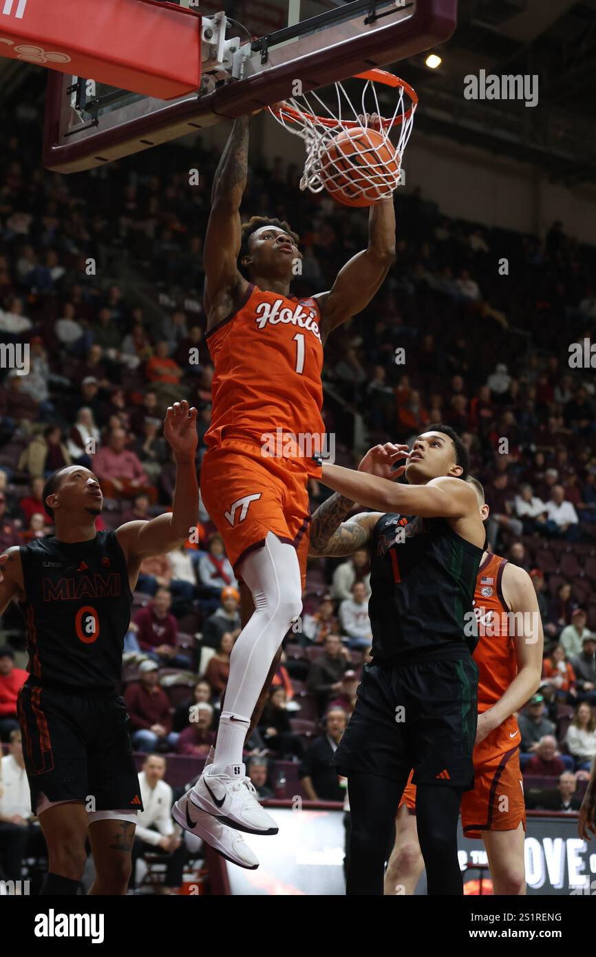 Blacksburg, VA, USA. 4th Jan, 2025. Virginia Tech Hokies forward Tobi ...