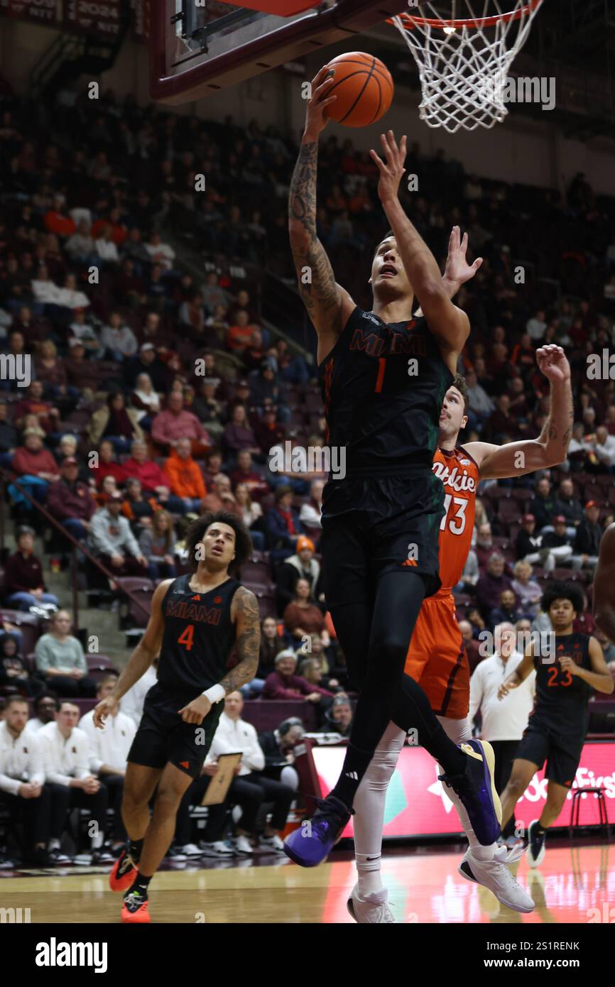 Blacksburg, VA, USA. 4th Jan, 2025. Miami (Fl) Hurricanes center Lynn ...