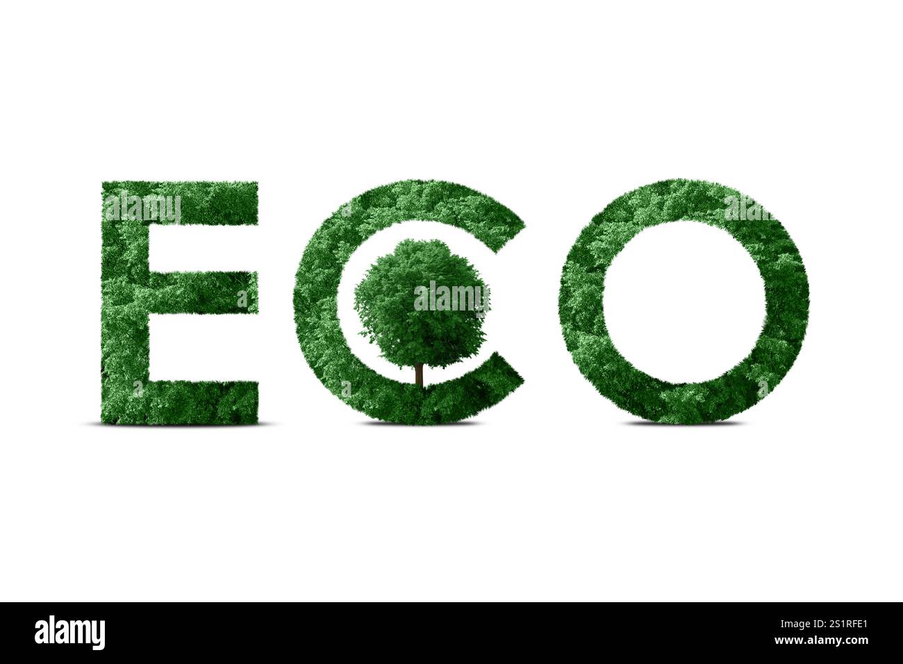 Save Earth. Word Eco with green tree on white background Stock Photo ...