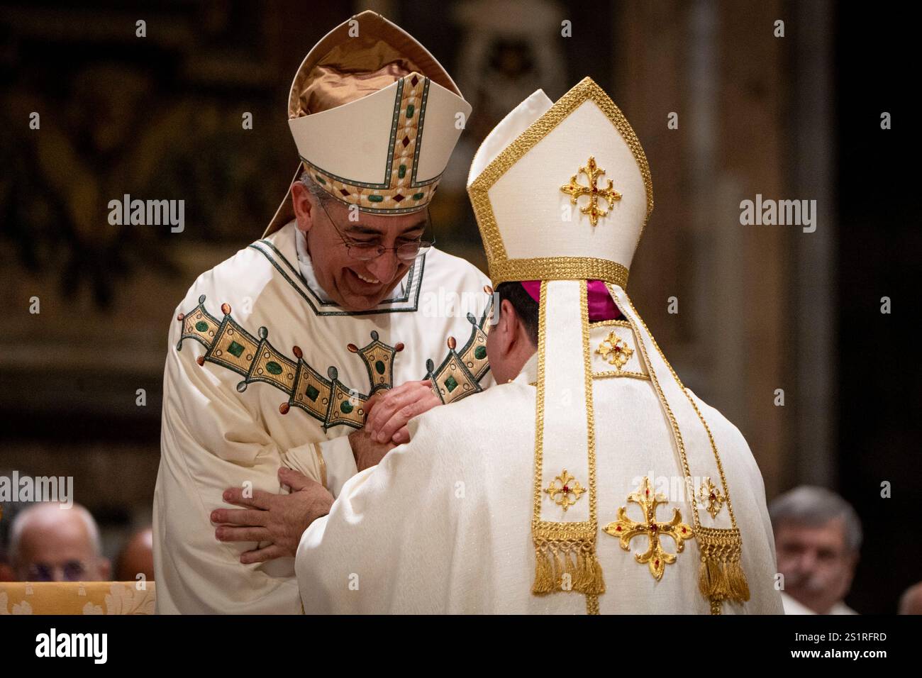 Rome, Italy. 04th Jan, 2025. Mons. Renato Tarantelli Baccari embraces ...