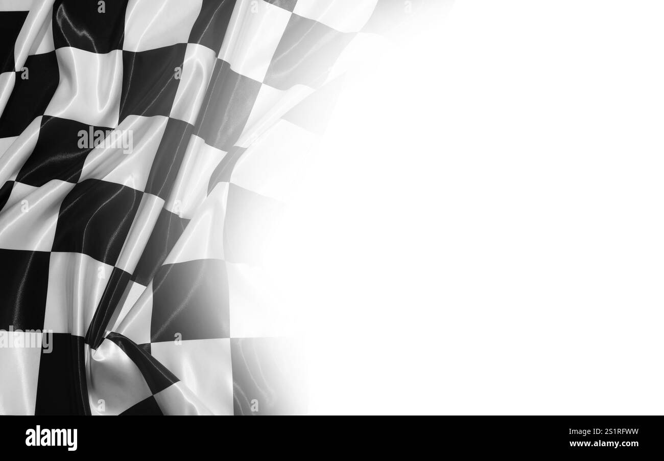 Racing flag with black and white checkers on white background Stock ...
