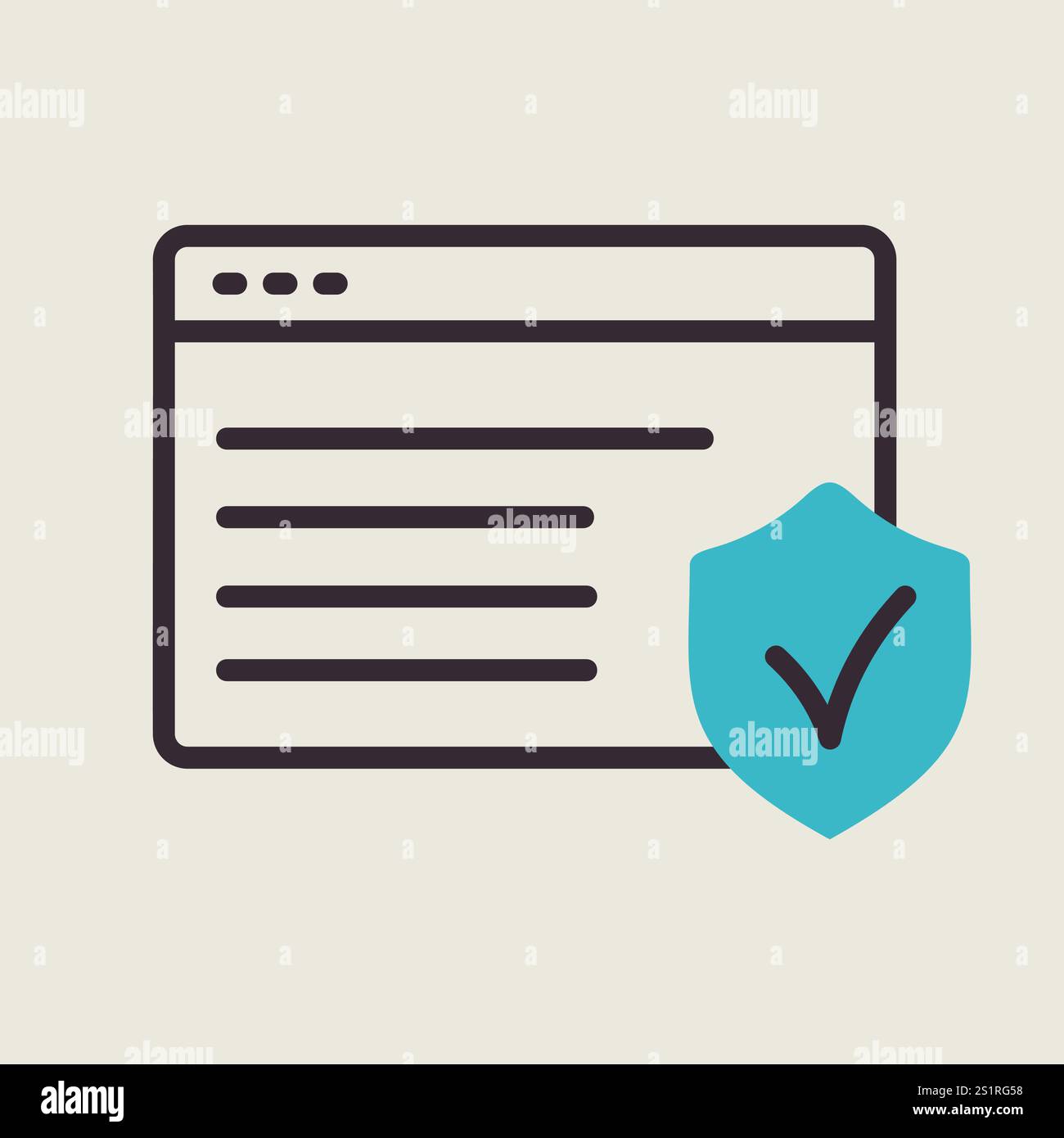 Internet safety vector icon. Web page with protection shield. Security ...