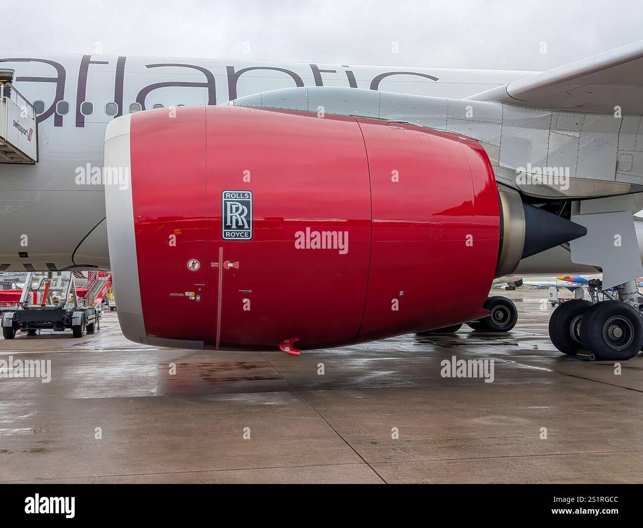 MANCHESTER, UK, 7TH DECEMBER 2024: Rolls Royce jet engine attaached to ...